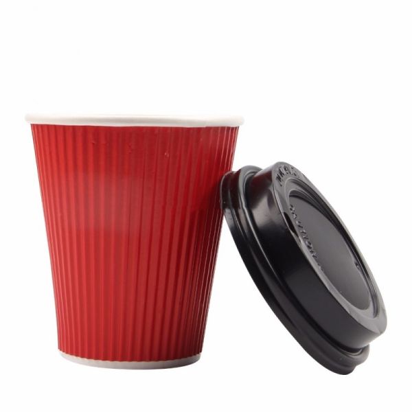 Quality 280gsm Bubble Boba Disposable Ripple Wall Paper Cold Drink Cups With Lids for sale