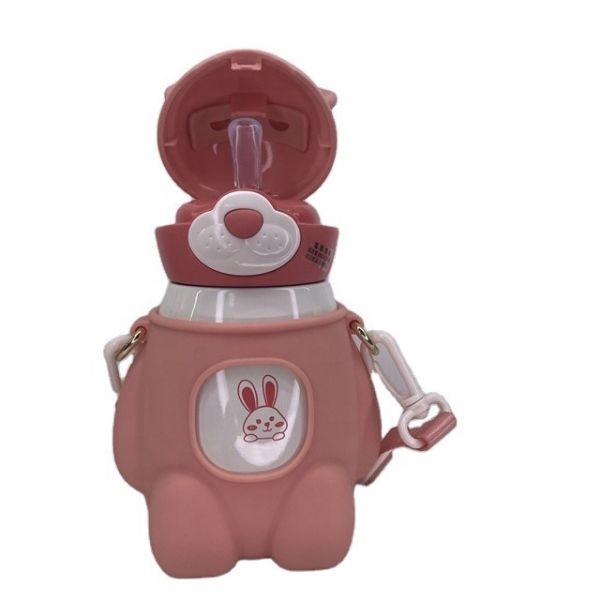 Quality 442.3g Big Capacity Stainless Steel Vacuum Flask with Cute Big Ears Rabbit Back Strap for sale