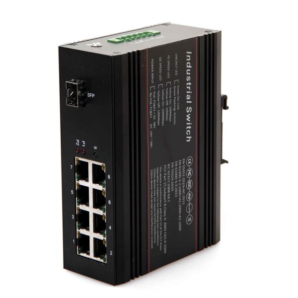 Quality PoE function Industrial Ethernet Switch 1 gigabit fiber port , 8 10M / 100M RJ45 port for sale