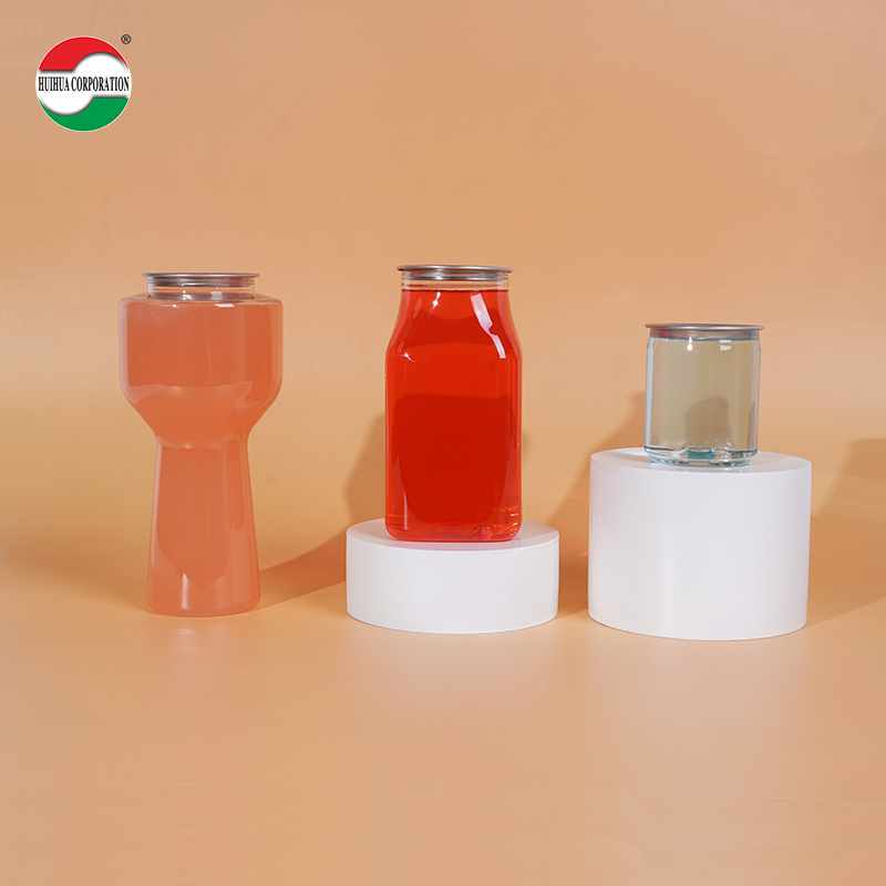 Quality Food Grade Clear 500ml PET Beverage Cans Empty Transparent Juice Can With Peel Off Lid for sale