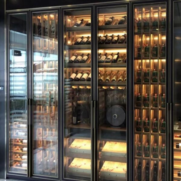 Quality Black Metal Wine Cabinet Floor Standing Embedded Wine Locker for sale