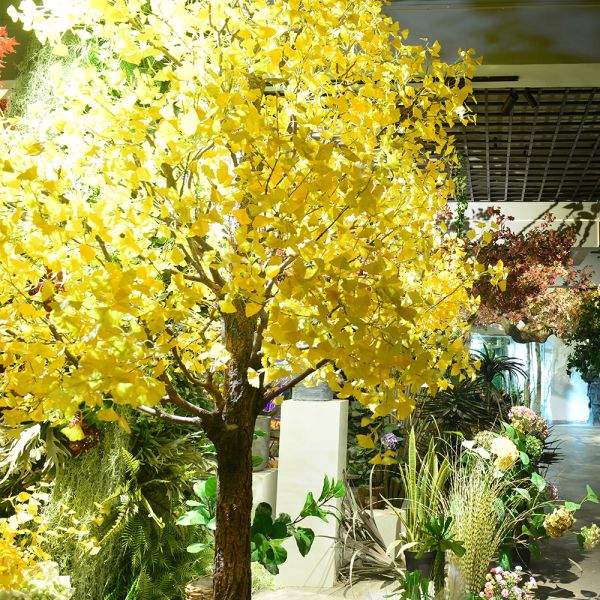 Quality Evergreen Artificial Ginkgo Tree Natural Color Outdoor Anti UV Plants for sale