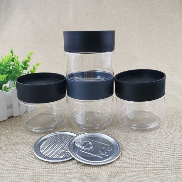 Quality Stackable Black Screw Cap 438 Ml 51g Transparent PET Jar for sale