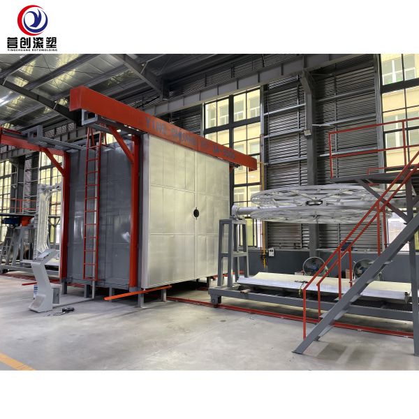 Quality YINGCHUANG Electric Bi-Axial Two Station Shuttle Rotomolding Machine, PLC Automatic Rotational Molding Equipment For LLDPE Plastic Water Storage Tanks for sale