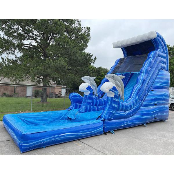 Quality Yellow 22 Ft Tropical Fiesta Breeze Water Slide Inflatable Water Slides With for sale