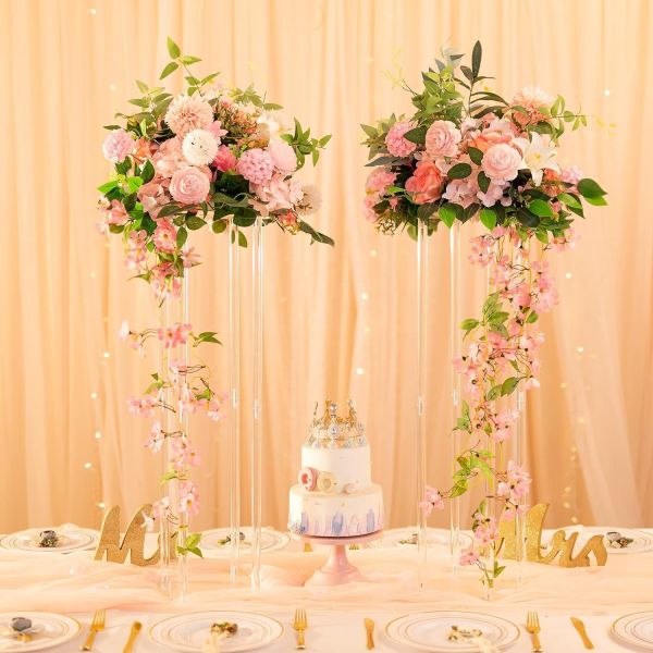 Quality Square Clear Crystal Acrylic Flower Stand Wedding Centerpiece For Table Decor for sale
