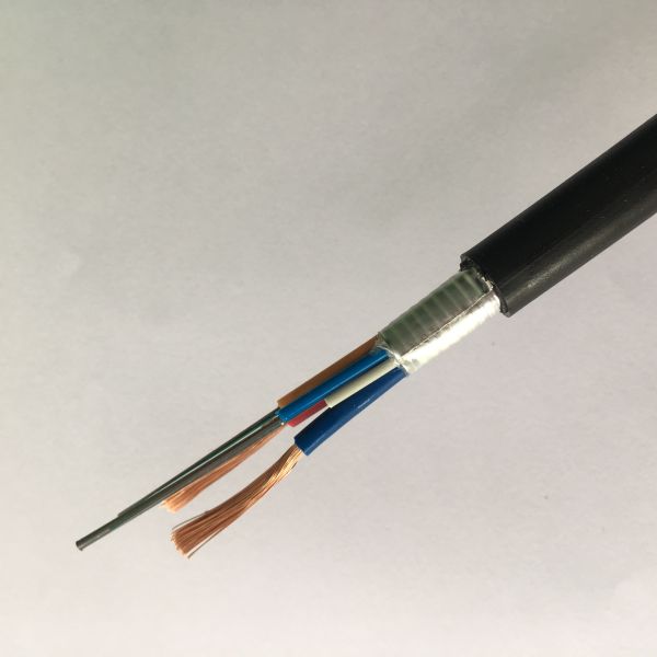 Quality G652D 6 Core Hybrid Fiber Optic Cable With 2 Copper Power Wires OPLC for sale