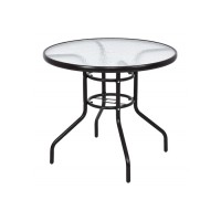 Quality Sturdy Frame Tempered Glass Garden Table , Round Tempered Glass Patio Table for sale