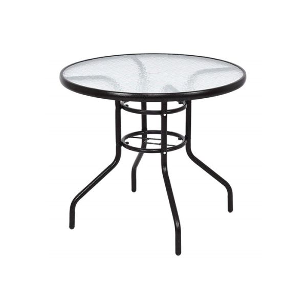 Quality Sturdy Frame Tempered Glass Garden Table , Round Tempered Glass Patio Table for sale