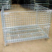 Quality Industrial Storage folding Wire Container Cage Metal Bin For Sale Stackability for sale