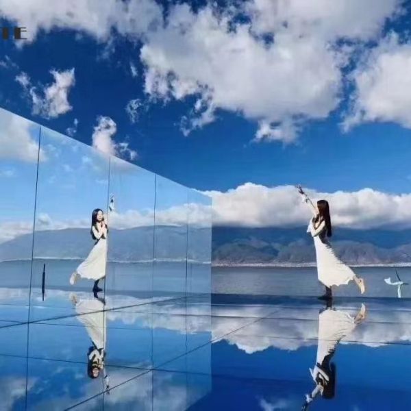 Quality 3/16" 3/32" Two Way Mirror Glass Panels Flat Edge for sale