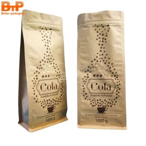 Quality 1KG Custom Heat Seal Aluminum Foil Lined Kraft Paper Side Gusset Coffee Bean for sale