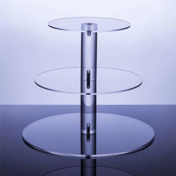Quality 3 Tier Cupcake Acrylic Stand Round Lucite Cupcake Holder For Wedding / Birthday for sale