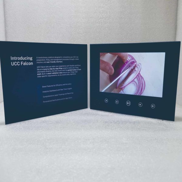 Quality Custom Branding 7Inch Soft Cover Video Brochure Premium Paper Material USB Rechargeable Ideal for Showcasing IT Platforms and Software Solutions” for sale