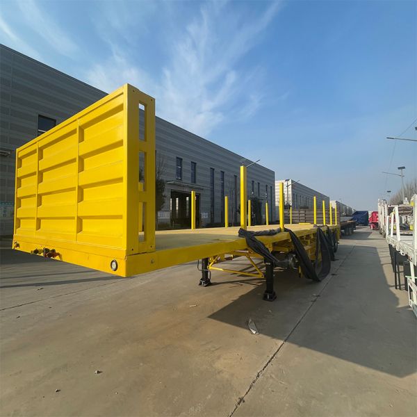 Quality Max Payload 40T 4 Axles Flatbed Semi Trailer for 20/40Ft Containers 13750*2550 for sale