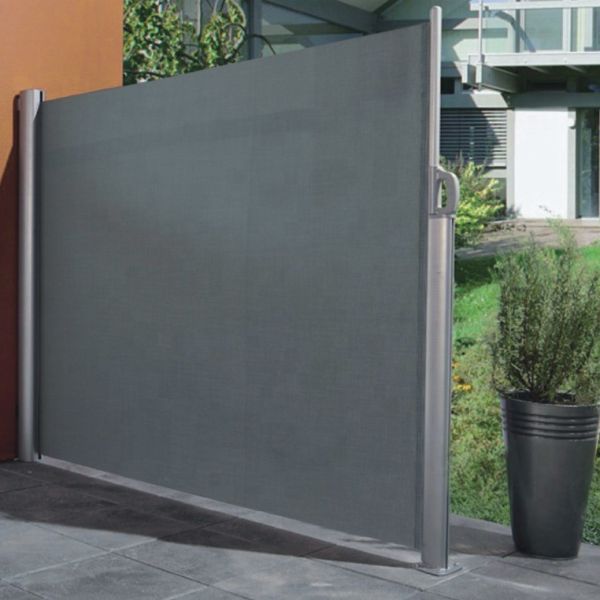 Quality Retractable Side Awning for Outdoor Patio Grey Polyester Sail Material Privacy for sale