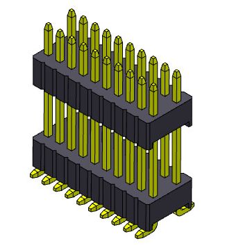Quality 1.27*2.54mm Double Row Female Header Stack Straight SMT Type 2*3PIN To 2*40PIN for sale