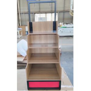 Quality Multi Slot Wooden Shelf Display Stylish Timber Display Stand Rust Resistant for sale