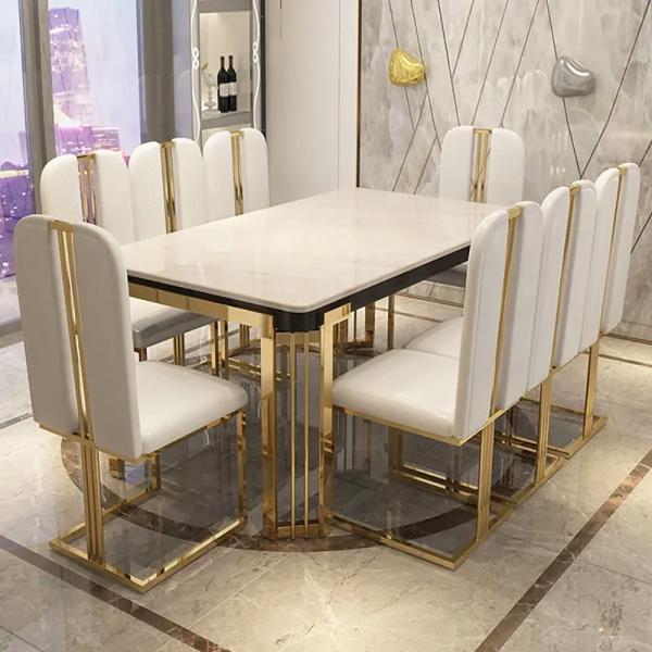 Quality Luxury Stainless Steel Square Apartment Dining Table Assembly for sale