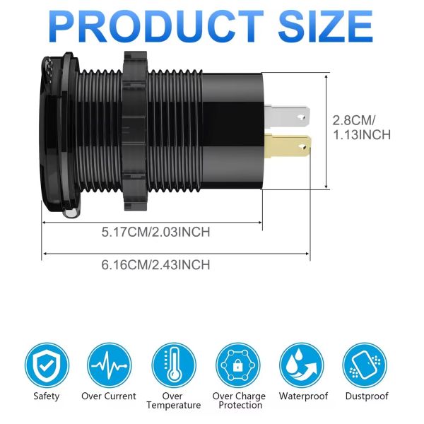 Quality Fast Car Charger Type C Power Outlet UBS For Car With Voltmeter for sale