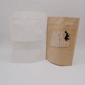 Quality Kraft Biodegradable Stand Up Pouches Paper Bag With Clear Window for sale
