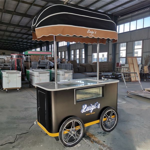 Quality small ice cream cart with freezer ice cream mobile cart ice cream vending food for sale
