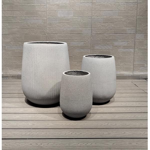 Quality Garden Round Fiber Clay Pots Hand Carved 10 Inches for sale