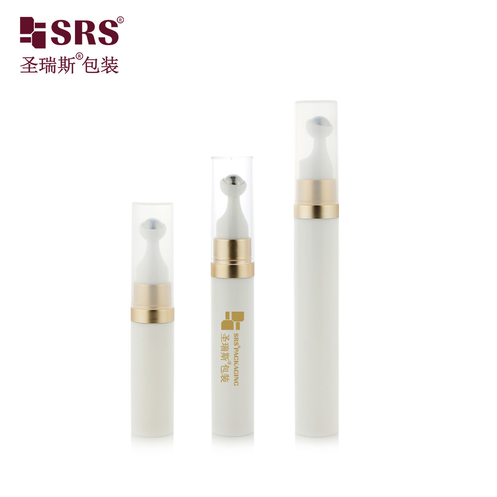Quality A0035 7.5ml 10ml 15ml Empty Customization Eye Serum Gel Massage Roller Steel Ball Bottle Applicator for sale