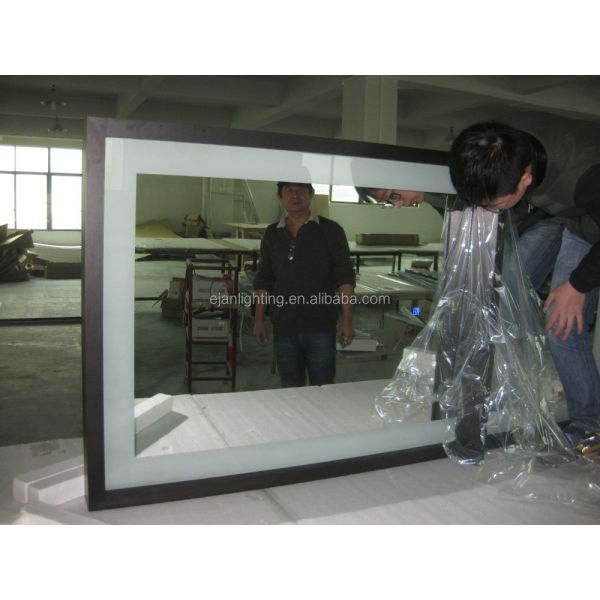 Quality Wood Framed Bathroom Backlit Full Length Mirror With LED Concealed Light And for sale