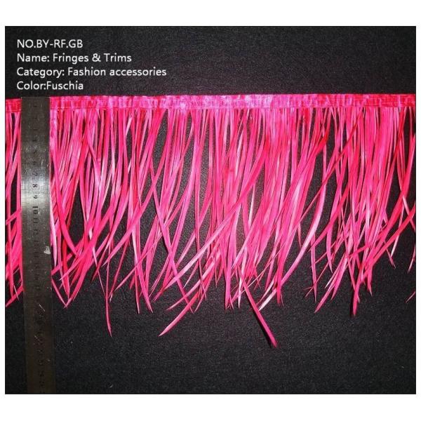 Quality Dyed Spiky Goose Biot Feather Fringe Trim with Satin Ribbon Tapes Chicken for sale