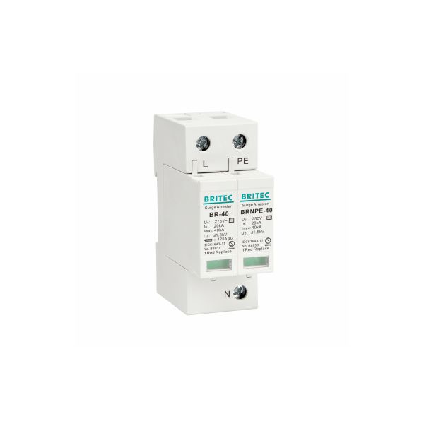 Quality Plastic Single Phase Surge Protection Device with 40kA Maximum Discharge Current and Pluggable Modular DIN Rail Design IEC 61643-11 Certified for sale