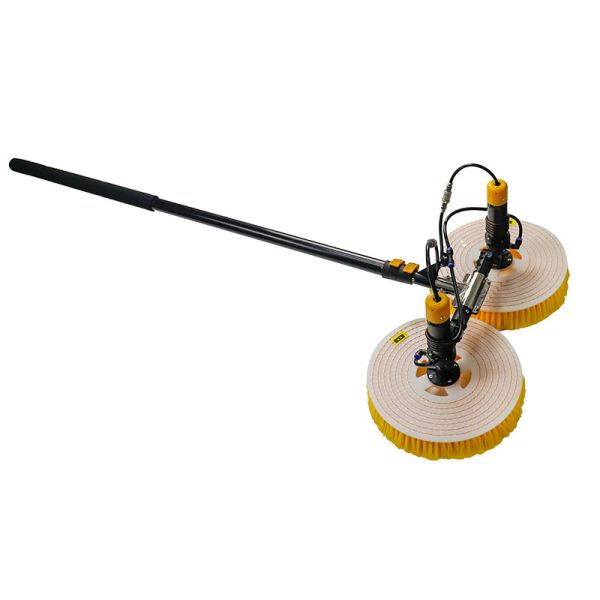 Quality Double Head Automatic Solar Panel Cleaning Brush And Pole Kit Solar Panel Cleaning Rotating Brush Cleaning Equipment for sale