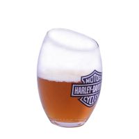 Quality Angled Top 10oz Handmade Whiskey Glass With Color Logo Print for sale