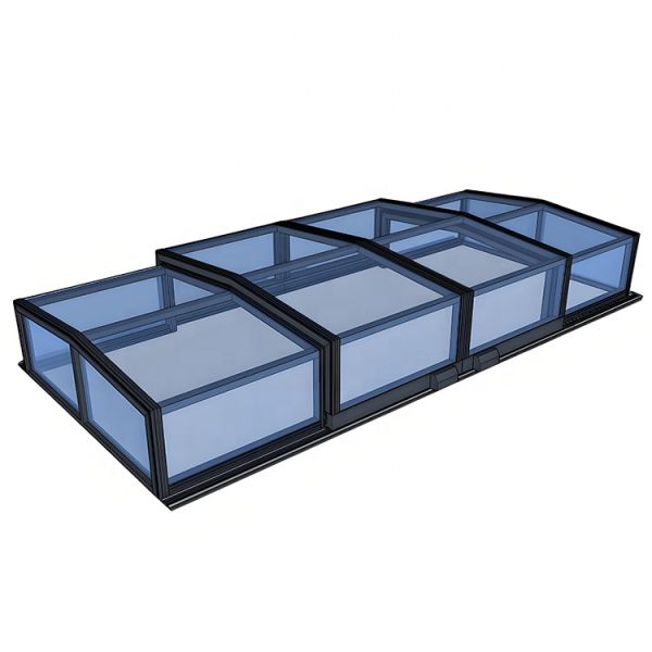 Quality Retractable Roof Glass Sunroom Bioclimatic Pergola Aluminum Louvre Shade with Glass Wall System Glass House for sale