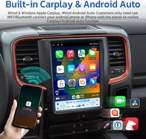 Quality VIKNAV Wireless Car 1500 for Dodge Ram Radio Upgrade 2014 2015 2016 2017 10.4 for sale