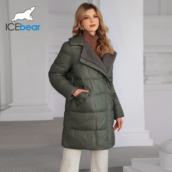 Quality Luxurious Real Fox Fur Collar Mid Length Down / Cotton Jacket With Oblique for sale