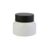 china White Glass Cosmetic Jar With Wooden Cap / Lids Cosmetic Pots Cream Bottles OEM
