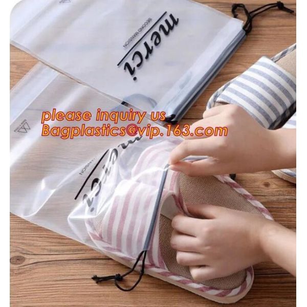 Quality Biodegradable Customized Logo Printed Poly Drawstring Hotel/Travel Laundry Plastic bag,Shop Disposable Plastic Laundry B for sale