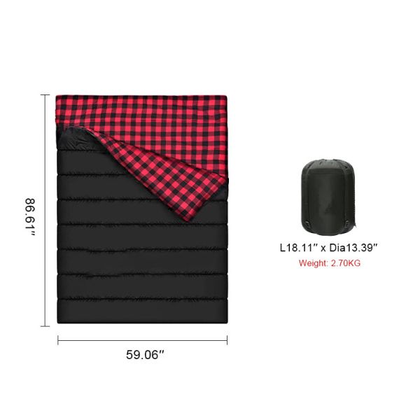 Quality Lightweight Cotton Flannel Double Sleeping Bag Double Sleeping Bag For Camping for sale