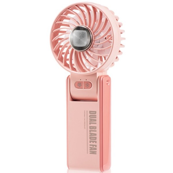 Quality Personalized Mini Double Fan Blade Double Motor 180 Degree Foldable HandHeld Fan with Super conducting ice porcelain refrigeration for sale