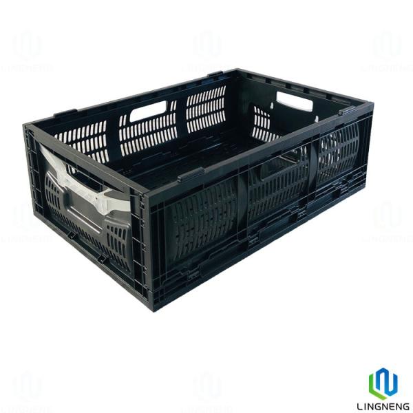 Quality 45L Collapsible Plastic Storage Boxes , Rectangle Foldable Storage Crate for sale