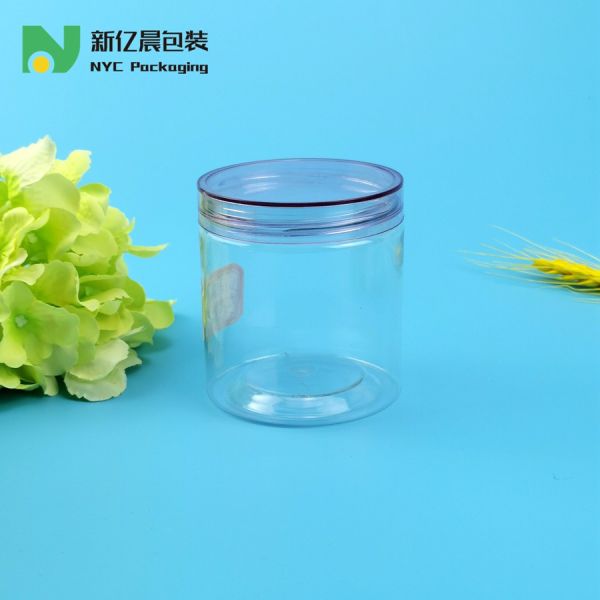 Quality 1460ml Food Grade Cookie Clear Plastic Jars White Lids for sale