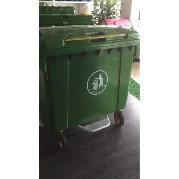 Quality 1100L big street standing outdoor wheeled plastic trash can for sale