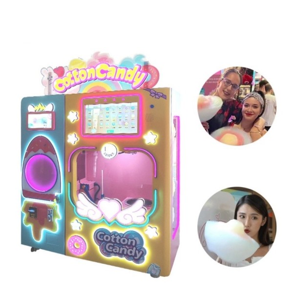 Quality Amusement Game Center Cotton Candy Fairy Floss Vending Machine Coin Operated 110V for sale