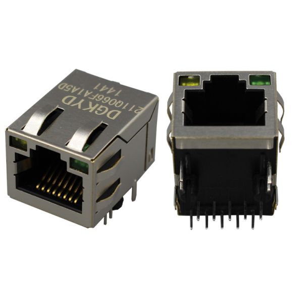 Quality DGKYD211Q066FA1A5 1000M industrial rj45 connector with led , 1 Port for sale