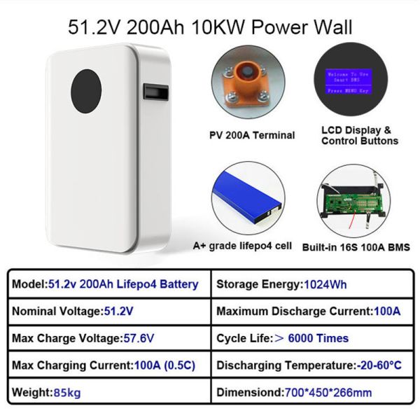 Quality Factory Direct YF51100LP-HES-WM Wall Mount Lithium Storage Battery 5.12kWh 51.2V for sale