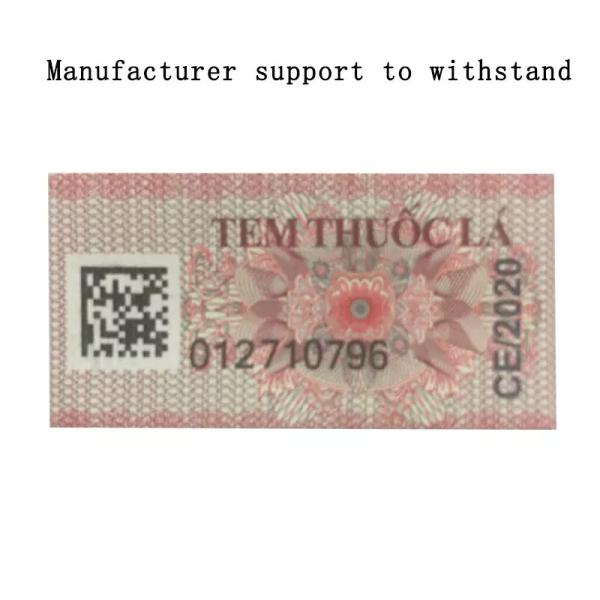Quality Anti Counterfeit Cigarette Tax Stamps With Refraction Pearl Fluorescent for sale