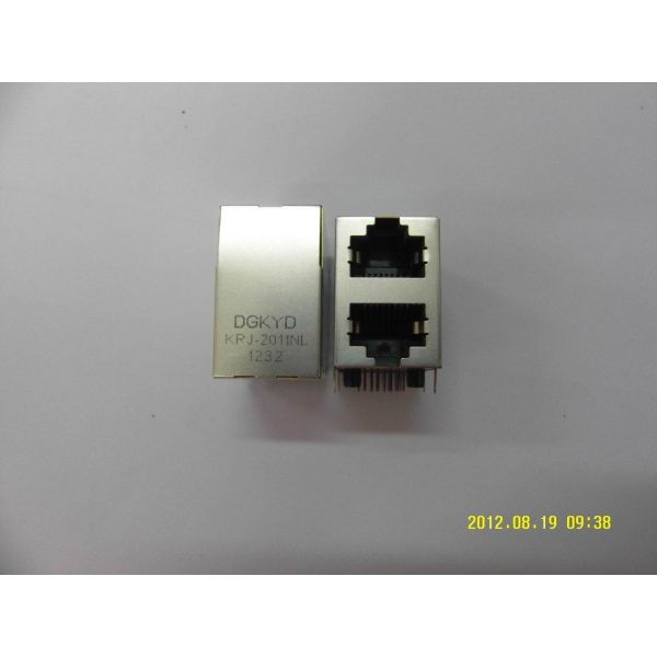 Quality Shield right Angle 2 x 1 dual Port RJ45 Ethernet Connector, 10/100/1000 BASE-TX for sale