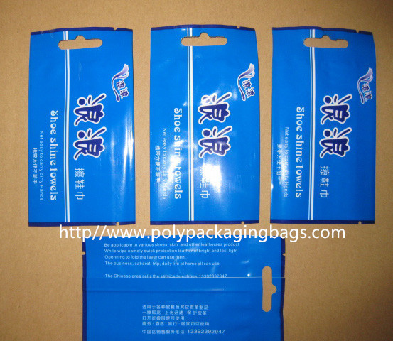 Quality Middle Sealed Plastic Bag Disposable Wet Wipes Packaging , Blue / Green for sale