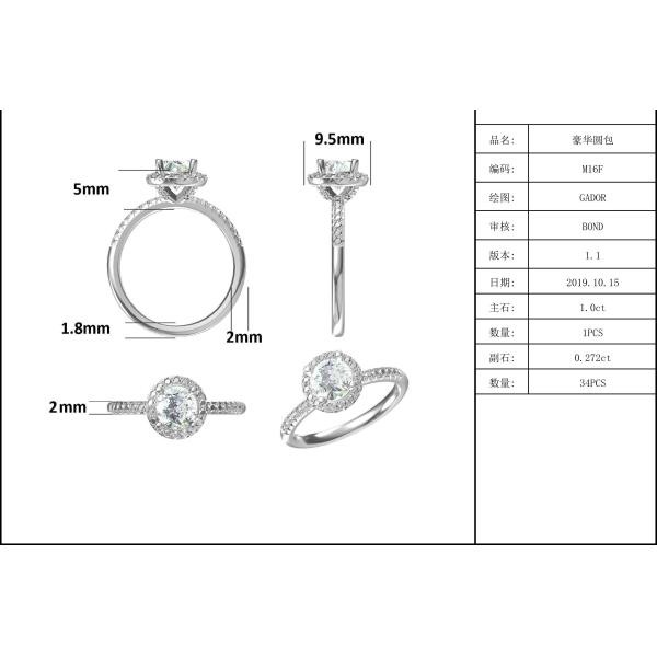 Quality 925 Sterling Silver Jewelry Diamond Moissanite Engagement Rings Round Shaped for sale